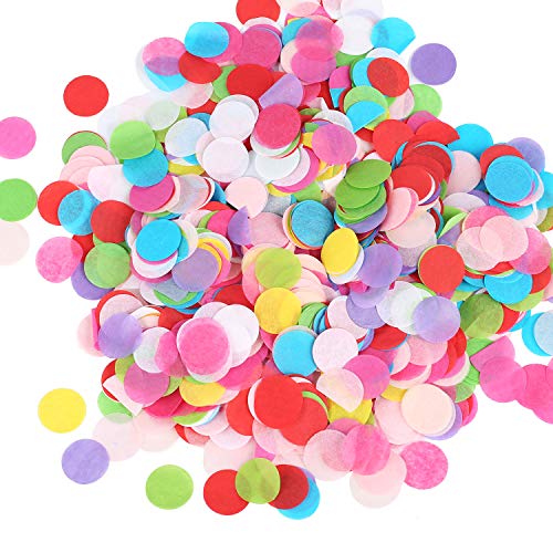 Battife 25000 Pieces Colorful Tissue Paper Confetti 1inch Large Bag Round Confetti for Wedding Birthday Party Celebrations, Multicolor 8.8oz