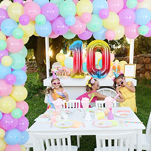 Tie Dye 10th Birthday Decorations for Girls, Peace out Single Digits, Macaron Balloon Garland Kit with Out Single Digits I'm 10 Backdrop, Hippie Theme Happy 10th Birthday Decorations