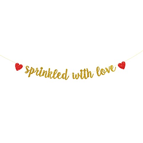 Dill-Dall Gold Glitter Sprinkled With Love Banner, Baby Shower Decorations, Baby Gender Reveal Party Supplies