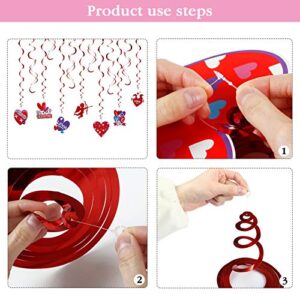 LEMESO 30 Pcs Valentine’s Day Hanging Decorations Set, Valentines Hanging Swirl Heart Garland, Romantic Party Decors, Great for Wedding Anniversary Proposal Hanging Decors, Romantic Decors