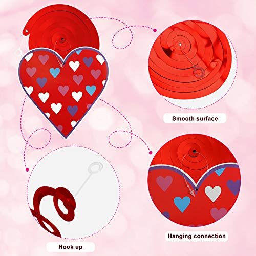 LEMESO 30 Pcs Valentine’s Day Hanging Decorations Set, Valentines Hanging Swirl Heart Garland, Romantic Party Decors, Great for Wedding Anniversary Proposal Hanging Decors, Romantic Decors