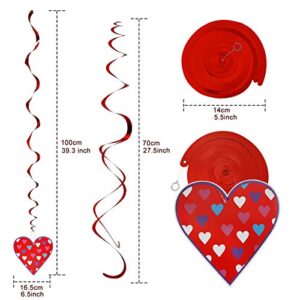 LEMESO 30 Pcs Valentine’s Day Hanging Decorations Set, Valentines Hanging Swirl Heart Garland, Romantic Party Decors, Great for Wedding Anniversary Proposal Hanging Decors, Romantic Decors