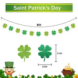 St Patrick's Day Decorations, Green Gold Party Supplies Hanging Paper Lanterns Clover Garland Tissue Paper Fan Pom Pom Flowers for Irish Party Saint Patricks Day Decor