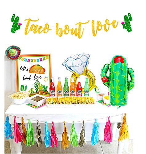 Homond Taco Bout Love Decorations, Mexican Fiesta Themed Bridal Shower Bachelorette Party Décor, Wedding Engagement Party Supplies, Banner, Balloon, Sign