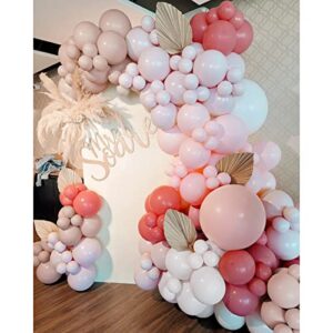 balloon arch garland kit 124pcs double stuffed dusty pink white light pink blush balloons for birthday party baby shower wedding gender reveal graduation holiday