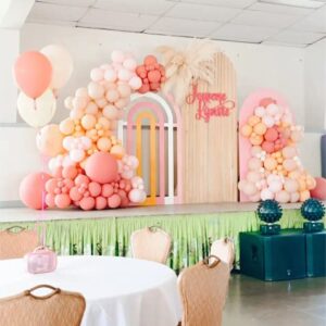 Balloon Arch Garland Kit 124Pcs Double Stuffed Dusty Pink White Light Pink Blush Balloons for Birthday Party Baby Shower Wedding Gender Reveal Graduation Holiday