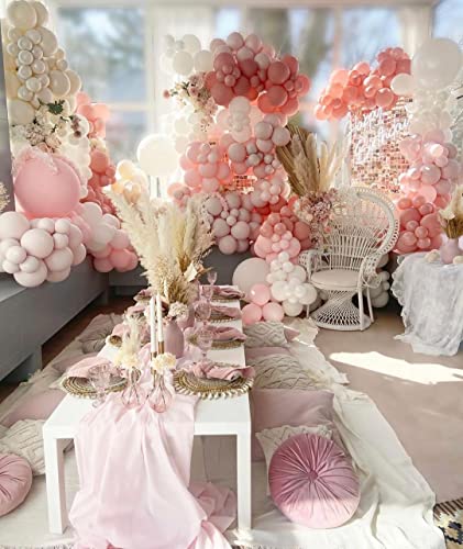 Balloon Arch Garland Kit 124Pcs Double Stuffed Dusty Pink White Light Pink Blush Balloons for Birthday Party Baby Shower Wedding Gender Reveal Graduation Holiday