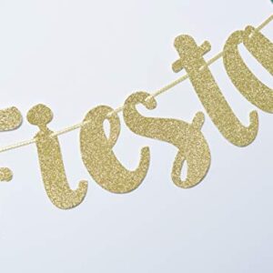 My First Fiesta Banner Sign Garland for Mexican Fiesta Themed Baby Shower First Birthday Party Decorations Photo Props Backdrop (Gold Glitter)