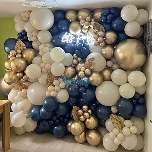 Navy Blue Balloon Garland Arch Kit,147Pcs Royal Blue Balloons Night Dark Blue Sand Chrome Gold Balloons Night Blue for Birthday Party Graduation Baby Shower Anniversary Celebration Party Decorations