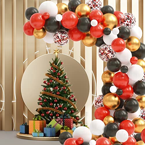 Black White Red Gold Balloon Garland Kit, is Perfect black red white gold themed bridal shower birthday wedding party graduation party decorations.Casino Card Night Poker Las Vegas Party Decorations.