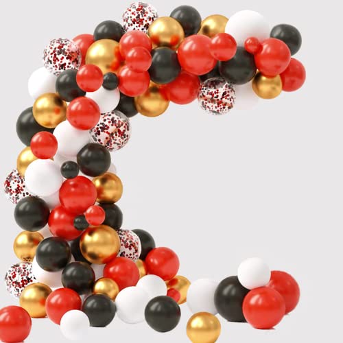 Black White Red Gold Balloon Garland Kit, is Perfect black red white gold themed bridal shower birthday wedding party graduation party decorations.Casino Card Night Poker Las Vegas Party Decorations.