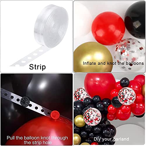 Black White Red Gold Balloon Garland Kit, is Perfect black red white gold themed bridal shower birthday wedding party graduation party decorations.Casino Card Night Poker Las Vegas Party Decorations.