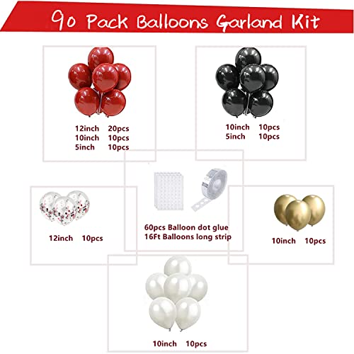 Black White Red Gold Balloon Garland Kit, is Perfect black red white gold themed bridal shower birthday wedding party graduation party decorations.Casino Card Night Poker Las Vegas Party Decorations.