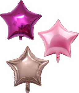 vision pink rose gold stars 18″ helium foil star balloons 12 pcs metallic appearance set | fuchsia pink rose gold light pink balloons | party decorations for baby shower and weddings