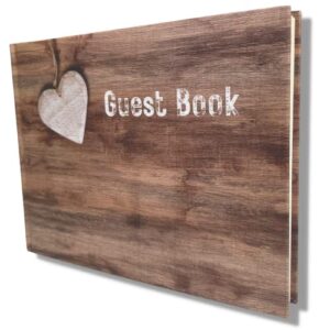 rustic guest book for wedding, funeral, memorial | guest book for funeral hardcover | guestbook for sign in, celebration of life memorial service | guest sign book with memory table card sign included