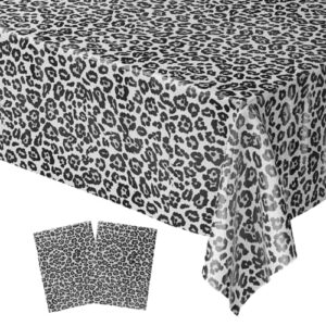 snow leopard table covers (pack of 2) – 54″x108″ xl – snow leopard party supplies, animal print themed decorations, cheetah print, jungle tablecloth, safari table cloths, blue orchards