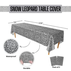 Snow Leopard Table Covers (Pack of 2) - 54"x108" XL - Snow Leopard Party Supplies, Animal Print Themed Decorations, Cheetah Print, Jungle Tablecloth, Safari Table Cloths, Blue Orchards