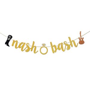 nash bash gold glitter banner sign garland pre-strung for nashville bachelorette party decorations