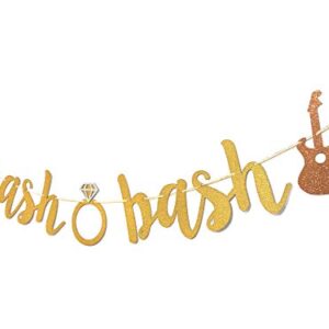 Nash Bash Gold Glitter Banner Sign Garland Pre-Strung for Nashville Bachelorette Party Decorations