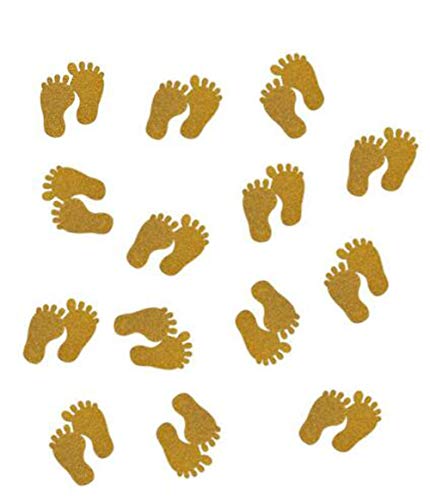 Baby Shower Table Confetti Double -Side Glitter Gold Baby Foot Paper Confetti, 100pcs