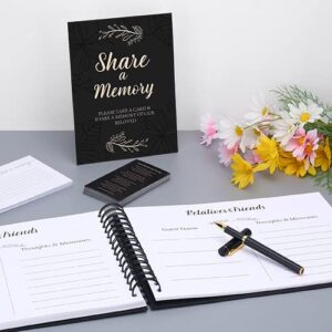 Fablus Funeral Guest Book Celebration of Life, Guest Book for Memorial Service, 40 Pcs Prayer Cards and Share a Memory Cards, Silver Signature Pen and Table Card with Stand