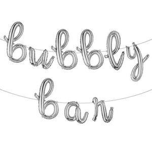 16inch bubbly bar letter foil balloons,bar party banner, bridal shower engagement bachelorette champagne brunch wedding graduation fiesta party supplies decorations (l bubbly bar silver)