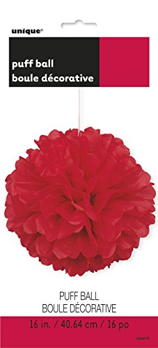 Unique Industries, Tissue Paper Pom Pom Decor, 16 Inches, Party Supplies - Red