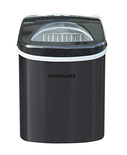 Frigidaire EFIC117-SSBLACK-COM EFIC117-SSBLACK 26 Lbs Portable Compact Maker, Stainless Steel Ice Making Machine, Medium, Black Stainless