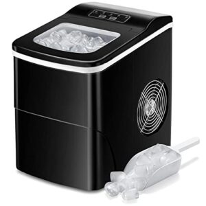 aglucky countertop ice maker machine, portable ice makers countertop, make 26 lbs ice in 24 hrs,ice cube rready in 6-8 mins with ice scoop and basket (black)