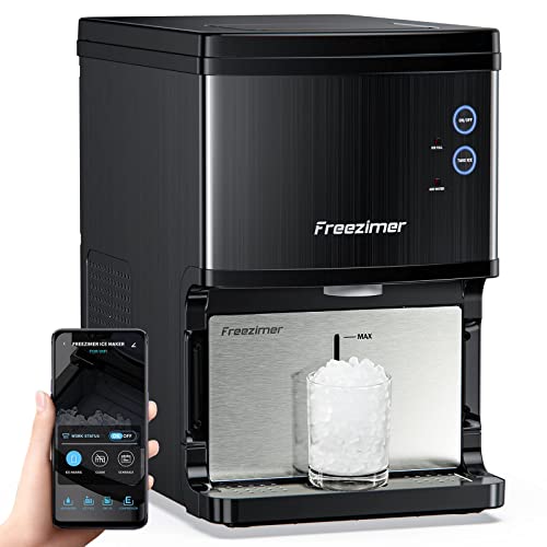 Nugget Ice Maker, Freezimer Ice Maker Countertop Machine with WiFi Connectivity, Sonic Ice Maker Machine 40lbs per Day, Portable Self-Cleaning Sonic Ice Maker for Smart Home/Kitchen/Office