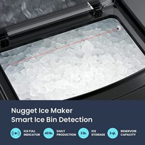 Nugget Ice Maker, Freezimer Ice Maker Countertop Machine with WiFi Connectivity, Sonic Ice Maker Machine 40lbs per Day, Portable Self-Cleaning Sonic Ice Maker for Smart Home/Kitchen/Office