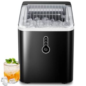 zafro ice maker countertop, portable ice maker with self-cleaning, 26lbs/24hrs, 9 cubes ready in 8 mins, one-click operation, compact ice maker with ice scoop/basket for home/kitchen/office/bar, black