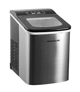 frigidaire compact countertop ice maker, makes 26 lbs. of bullet shaped ice cubes per day, silver stainless