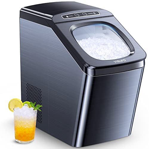 Nugget Ice Maker, YISUFO Ice Maker Countertop Pebble Ice Maker, 30lbs/Day, Self-Cleaning, 2 Ways Water Refill, Stainless Sonic Ice Maker Machine with 3Qt Water Reservoir, for Home Office Party Bar