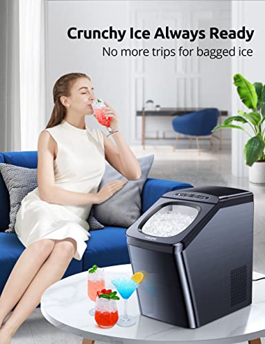 Nugget Ice Maker, YISUFO Ice Maker Countertop Pebble Ice Maker, 30lbs/Day, Self-Cleaning, 2 Ways Water Refill, Stainless Sonic Ice Maker Machine with 3Qt Water Reservoir, for Home Office Party Bar