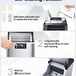 Silonn Countertop Ice Maker, 45lbs Per Day, 24Pcs Ice Cubes in 13 Min, 2 Ways to Add Water, Auto Self-Cleaning, Stainless Steel Ice Machine for Home Office Bar Party