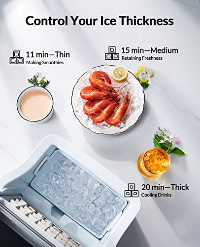 Silonn Countertop Ice Maker, 45lbs Per Day, 24Pcs Ice Cubes in 13 Min, 2 Ways to Add Water, Auto Self-Cleaning, Stainless Steel Ice Machine for Home Office Bar Party