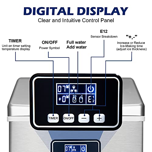 EUHOMY Ice Maker Machine Countertop, 40Lbs/24H Portable Compact Ice Cube Maker, With Ice Scoop & Basket, Perfect for Home/Kitchen/Office/Bar (Sliver)