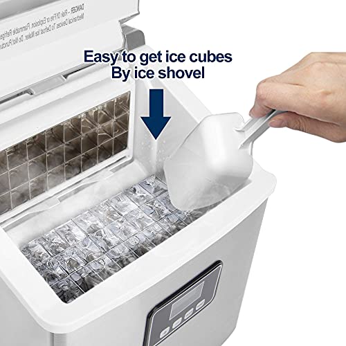 EUHOMY Ice Maker Machine Countertop, 40Lbs/24H Portable Compact Ice Cube Maker, With Ice Scoop & Basket, Perfect for Home/Kitchen/Office/Bar (Sliver)