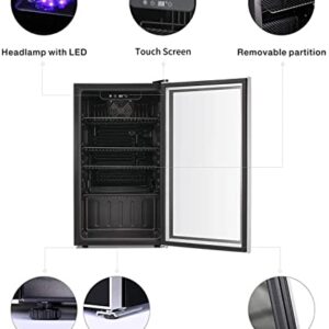 Antarctic Star 26 Bottle Wine Cooler/Cabinet Beverage Refrigerator Mini Wine Cellar Beer Soda Clear Glass Door Counter Top Bar Fridge Quiet Compressor Adjust Temp 130-Can Freestanding 3.2cu.ft Black