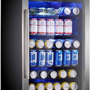 Antarctic Star Beverage Refrigerator Cooler - 145 Can Mini Fridge Glass Door for Soda Beer or Wine Small Drink Dispenser Clear Front for Home, Office or Bar, Silver,4.4cu.ft