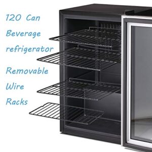 Antarctic Star Beverage Refrigerator Cooler - 145 Can Mini Fridge Glass Door for Soda Beer or Wine Small Drink Dispenser Clear Front for Home, Office or Bar, Silver,4.4cu.ft