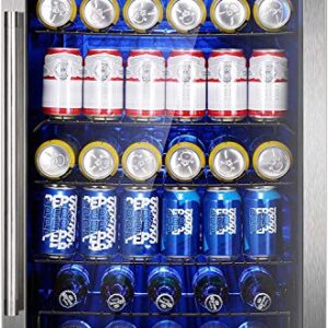 Antarctic Star Beverage Refrigerator Cooler - 145 Can Mini Fridge Glass Door for Soda Beer or Wine Small Drink Dispenser Clear Front for Home, Office or Bar, Silver,4.4cu.ft