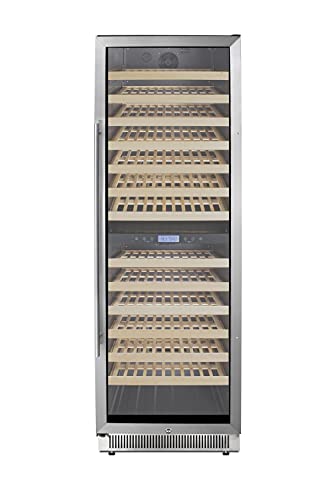 Summit Appliance SWC1966B 24" Wide Dual Zone Wine Cellar For Built-In or Freestanding Use with Glass Door with Stainless Steel Trim, Digital Thermostat, Wooden Shelving and Factory-Installed Lock