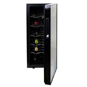 koolatron urban series 12 bottle wine cooler, thermoelectric wine fridge, 1 cu. ft. freestanding wine refrigerator for home bar, small kitchen, apartment, condo, cottage, rv