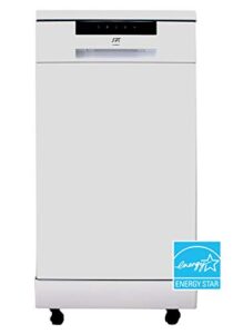 spt sd-9263w 18″ wide portable dishwasher with energy star, 6 wash programs, 8 place settings and stainless steel tub – white