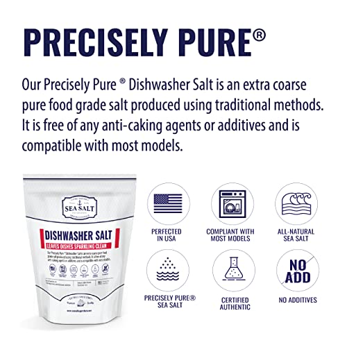 Dishwasher Salt - All-Natural Water Softener Salt for a Clean Finish - Compatible with Bosch, Miele, Thermador, Whirlpool Dishwashers and More - Food-Grade Coarse Sea Salt (5 lb Bag) - Sea Salt Superstore