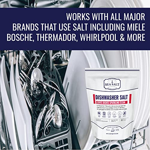 Dishwasher Salt - All-Natural Water Softener Salt for a Clean Finish - Compatible with Bosch, Miele, Thermador, Whirlpool Dishwashers and More - Food-Grade Coarse Sea Salt (5 lb Bag) - Sea Salt Superstore