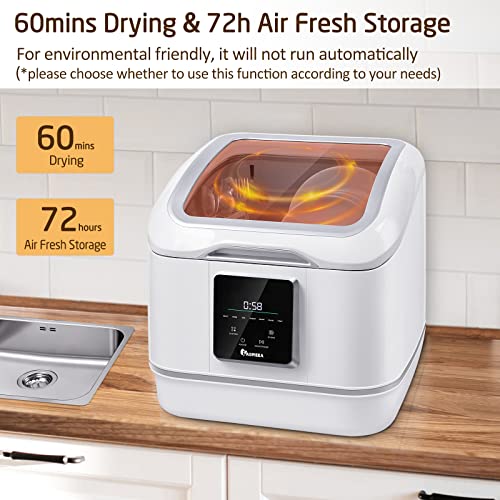 Countertop Dishwasher, IAGREEA Compact Portable Dishwasher With 7 Washing Programs, Auto Water Injection, Anti-Leakage, Fruit & Vegetable Soaking, For 4 Sets of Tableware