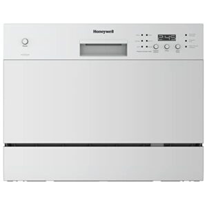 honeywell countertop dishwasher with 6 place settings, 6 washing programs, stainless steel tub, ul/energy star- stainless steel